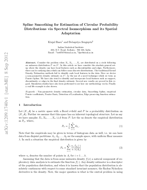 (PDF) Spline Smoothing for Estimation of Circular Probability Distributions via Spectral ...