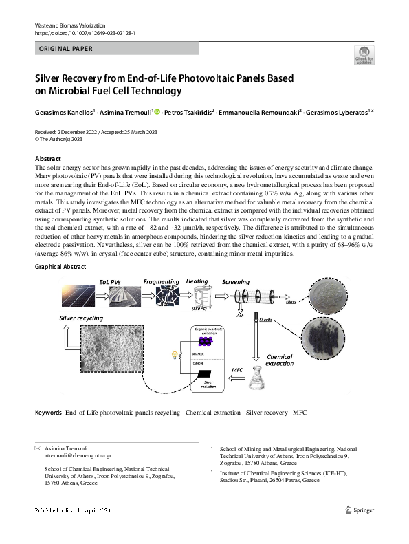 (PDF) Silver Recovery from End-of-Life Photovoltaic Panels Based on ...