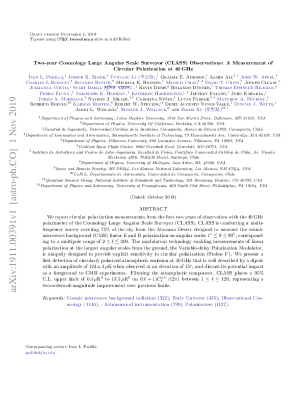 (PDF) Two-year Cosmology Large Angular Scale Surveyor (CLASS ...