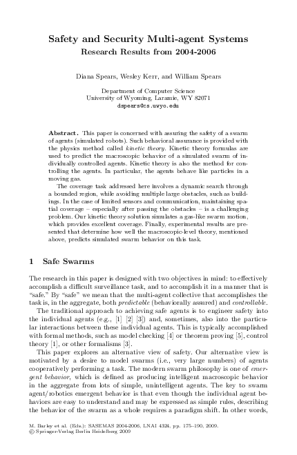(PDF) Safety and Security in Multiagent Systems