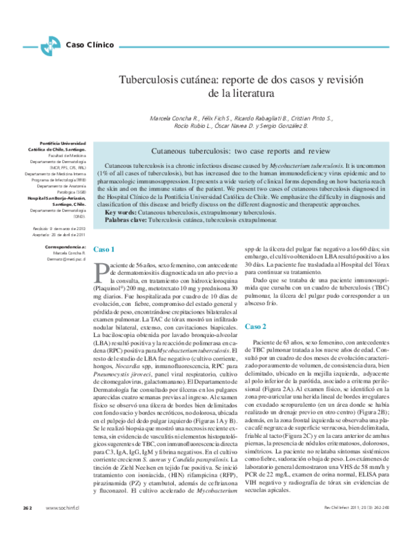 (PDF) Tuberculosis cutánea: reporte de dos casos y revisión de la ...