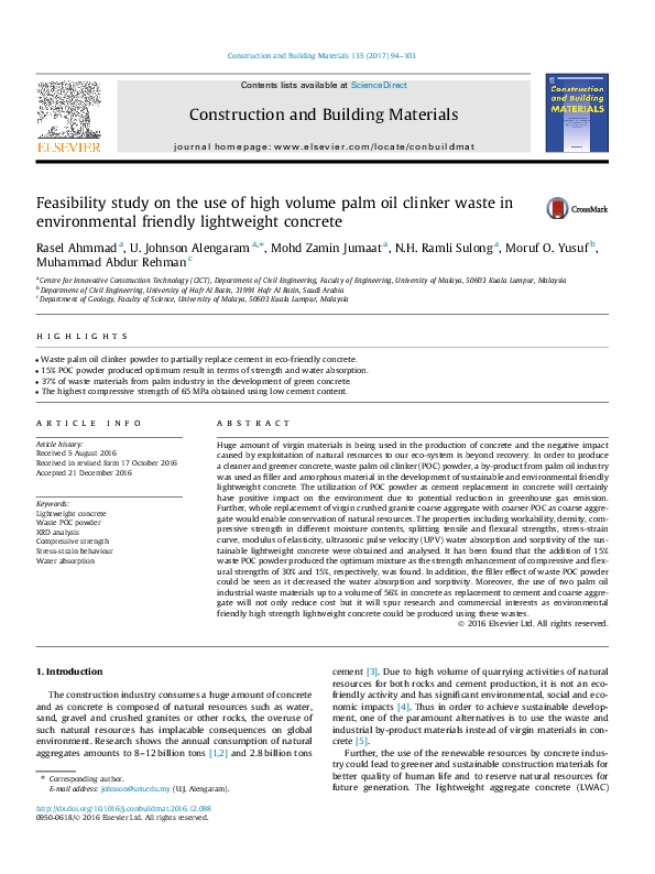 (PDF) Feasibility study on the use of high volume palm oil clinker ...