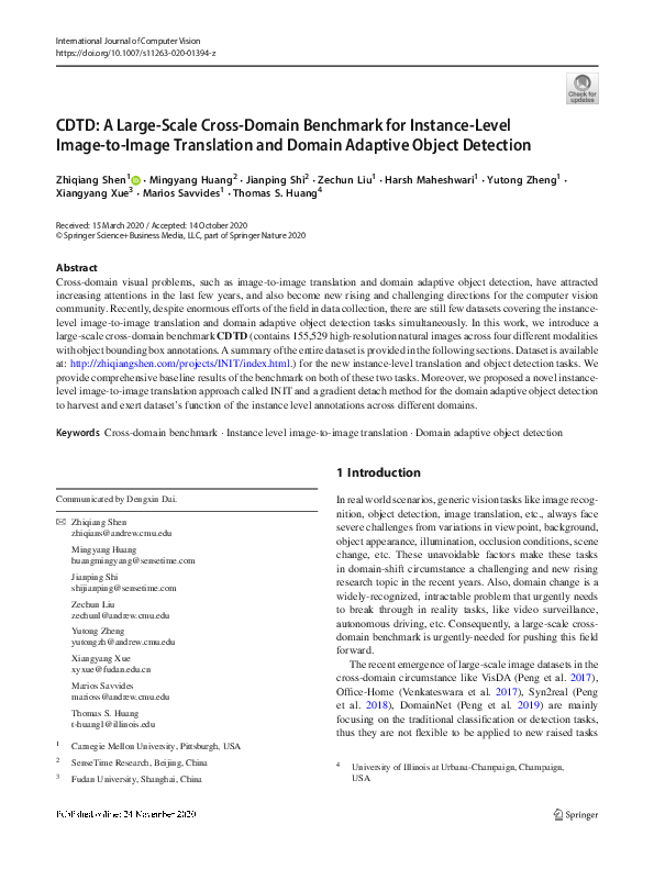 (PDF) CDTD: A Large-Scale Cross-Domain Benchmark for Instance-Level Image-to-Image Translation ...