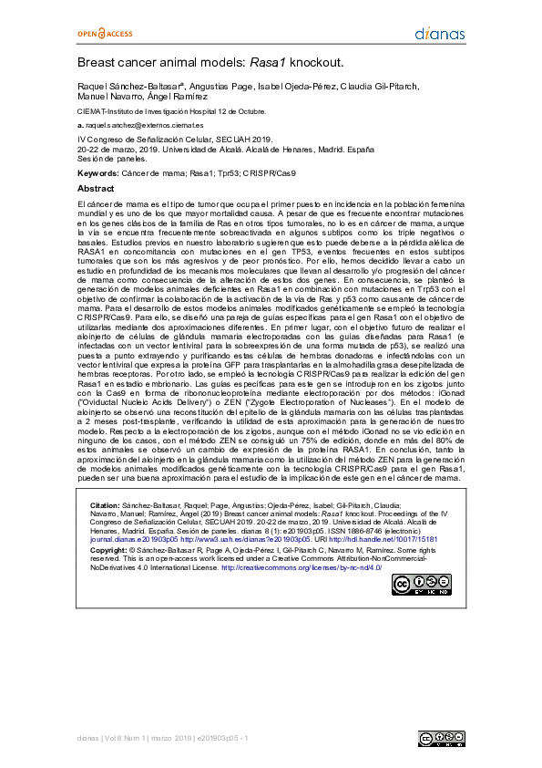 (PDF) Breast cancer animal models: Rasa1 knockout