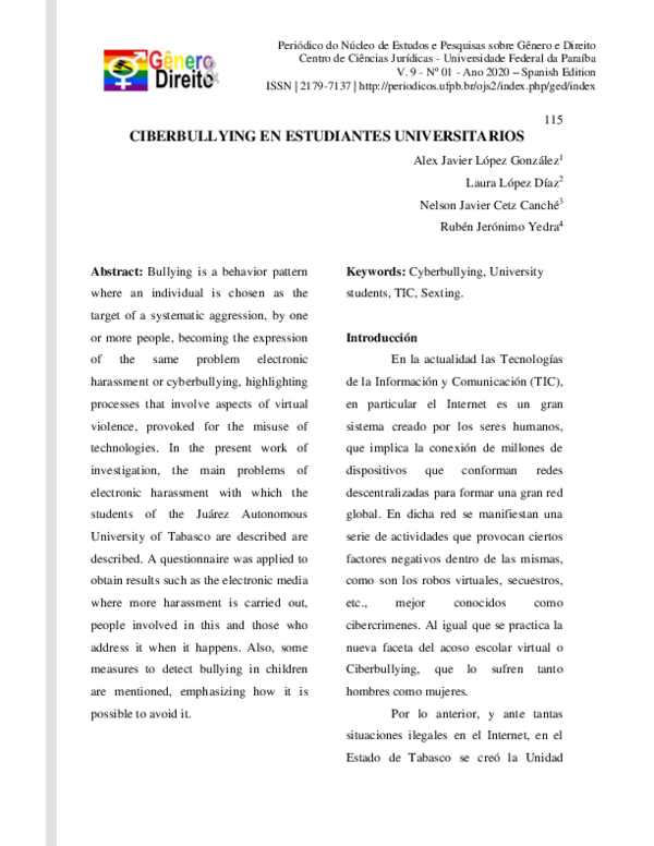 (PDF) Ciberbullying en Estudiantes Universitarios
