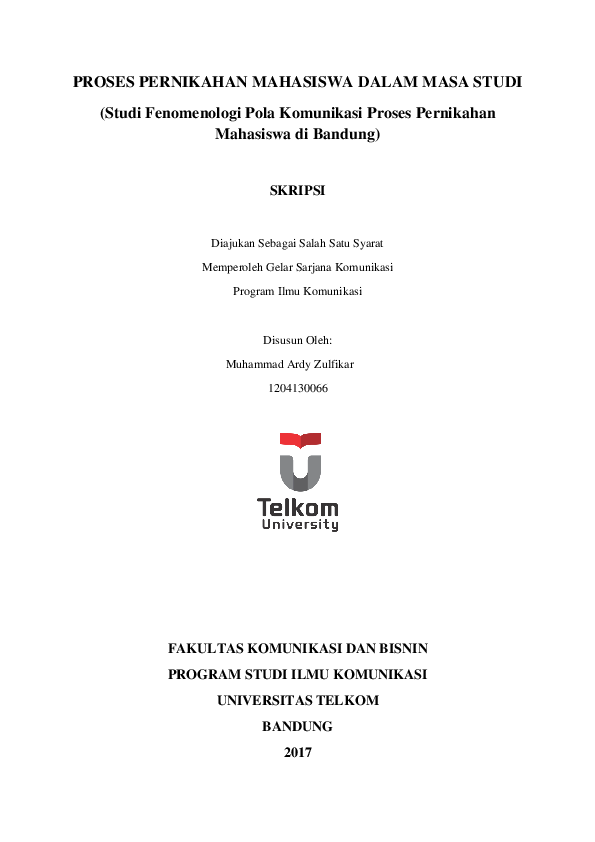 (PDF) PROSES PERNIKAHAN MAHASISWA DALAM MASA STUDI (Studi Fenomenologi Pola Komunikasi Proses ...