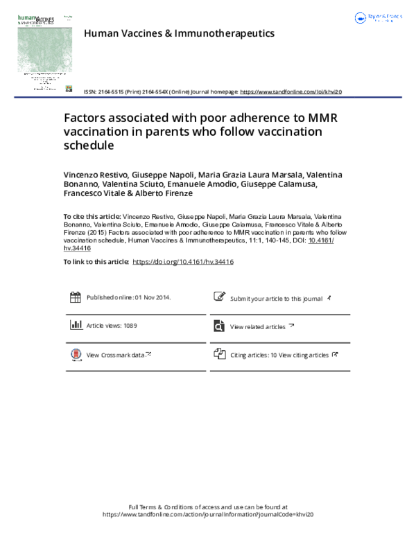 (PDF) Factors associated with poor adherence to MMR vaccination in ...