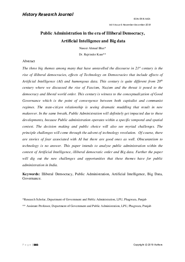 (PDF) Public Administration in the era of Illiberal Democracy ...