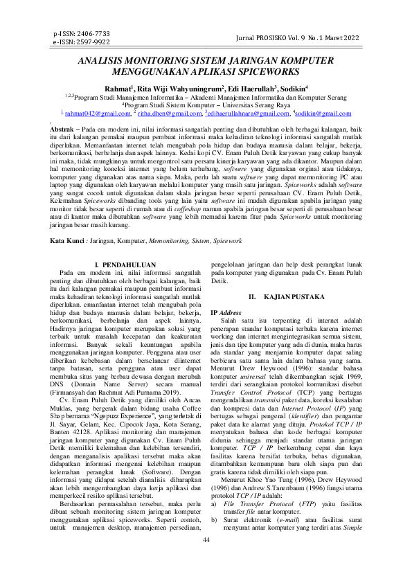 Analisis Monitoring Sistem Jaringan Komputer Menggunakan Aplikasi ...