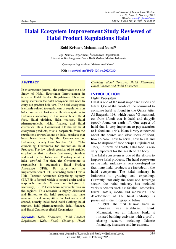 (PDF) Halal Ecosystem Improvement Study Reviewed of Halal Product ...