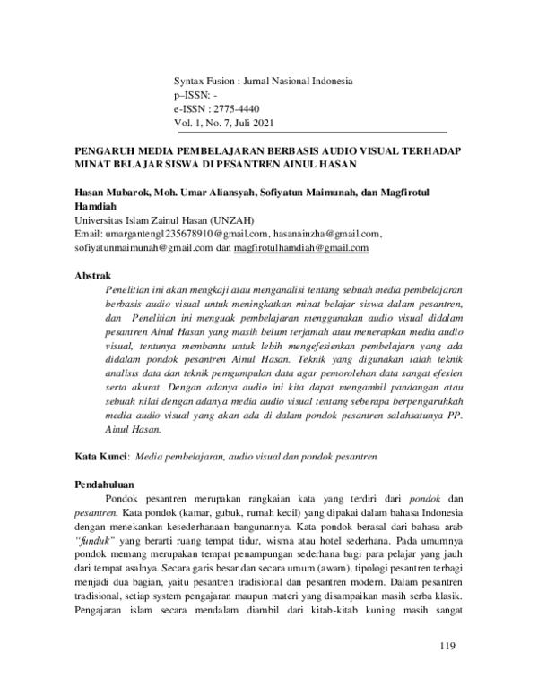 (PDF) Pengaruh Media Pembelajaran Berbasis Audio Visual Terhadap Minat Belajar Siswa DI ...