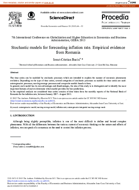 Pdf Stochastic Models For Forecasting Inflation Rate Empirical