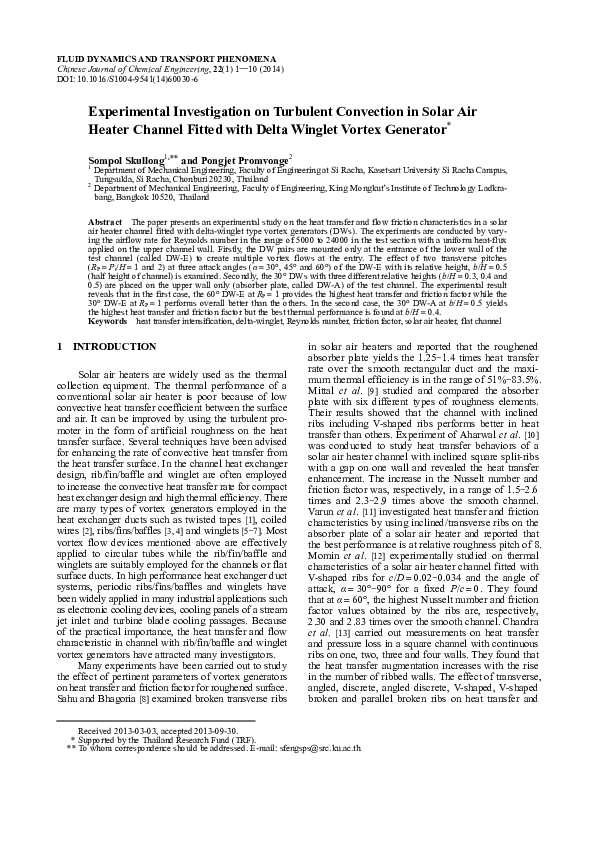 (PDF) Experimental Investigation on Turbulent Convection in Solar Air ...