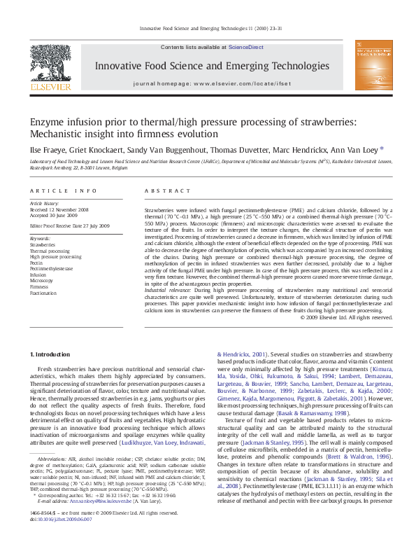 (PDF) Enzyme infusion prior to thermal/high pressure processing of ...