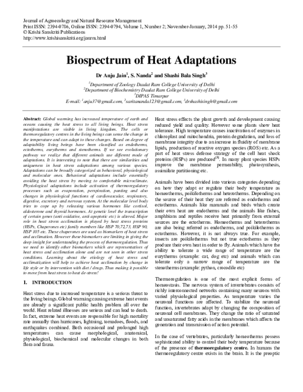 (PDF) Biospectrum of Heat Adaptations