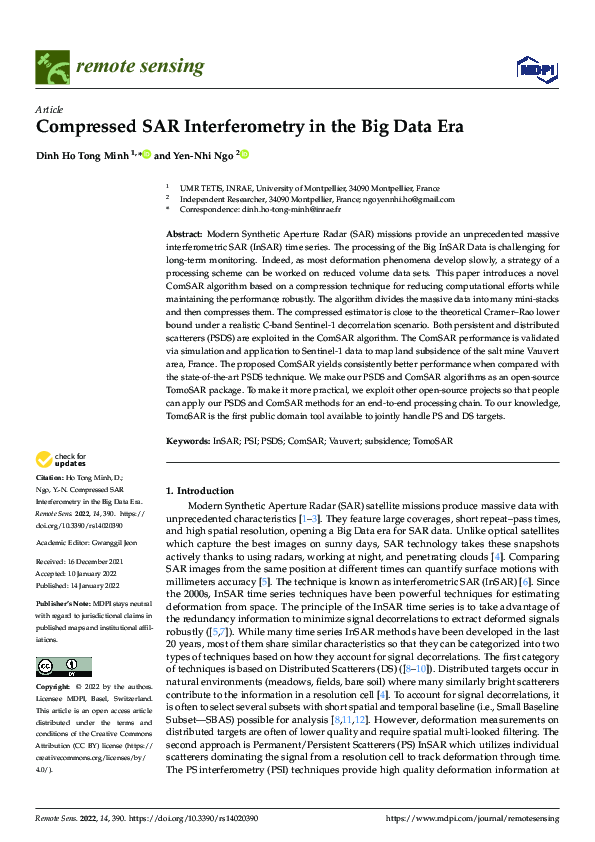 (PDF) Compressed SAR Interferometry in the Big Data Era