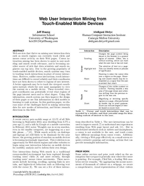(PDF) Web User Interaction Mining from Touch-Enabled Mobile Devices