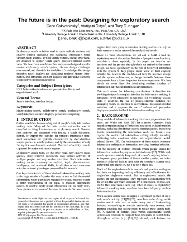 (PDF) The future is in the past: Designing for exploratory search