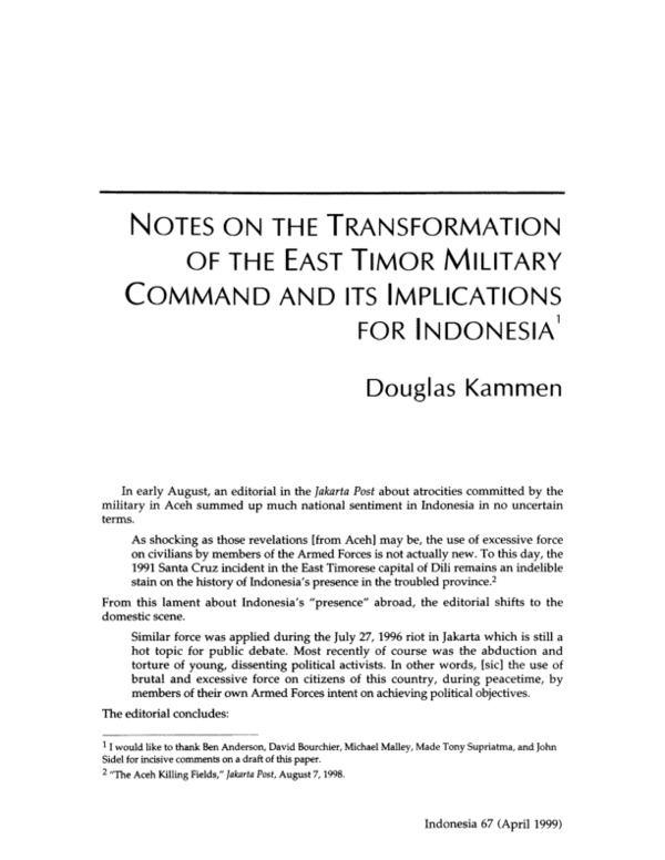 (PDF) Notes on the Transformation of the East Timor Military Command ...