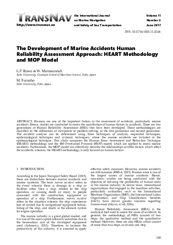 (PDF) The Development of Marine Accidents Human Reliability Assessment Approach: HEART ...