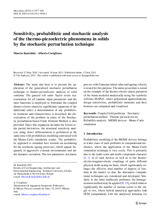 (PDF) Sensitivity, probabilistic and stochastic analysis of the thermo-piezoelectric phenomena ...