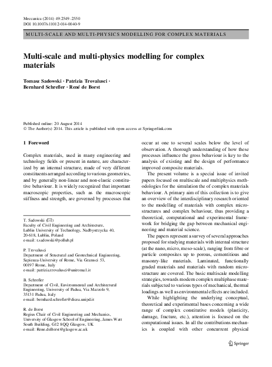 (PDF) Multi-scale and multi-physics modelling for complex materials (PDF) Multi-scale and multi-physics modelling for complex materials