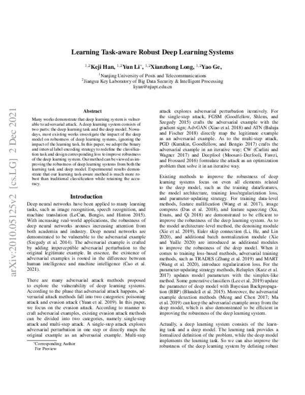 (PDF) Learning Task-aware Robust Deep Learning Systems
