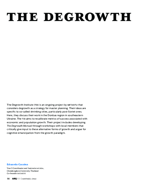 (PDF) The Degrowth Institute. Masterplanning for Degrowth in Shrinking ...
