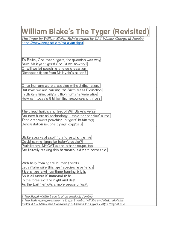(DOC) William Blake’s The Tyger (Revisited)