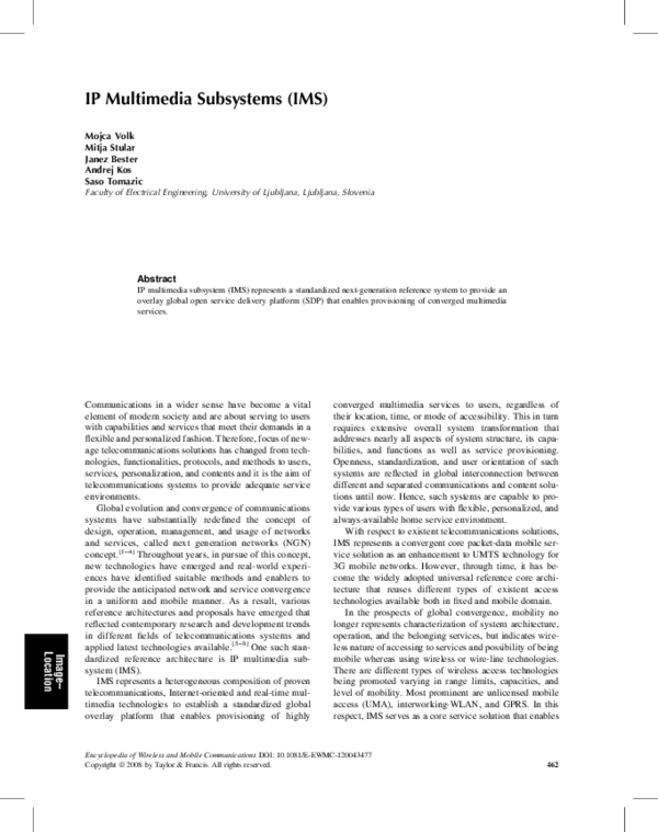 (PDF) IP Multimedia Subsystem (IMS)