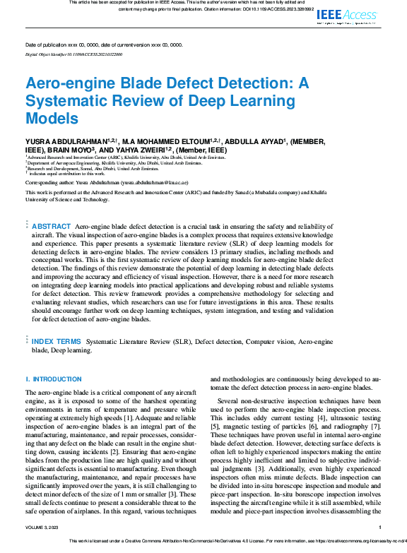 Pdf Aero Engine Blade Defect Detection A Systematic Review Of Deep Learning Models