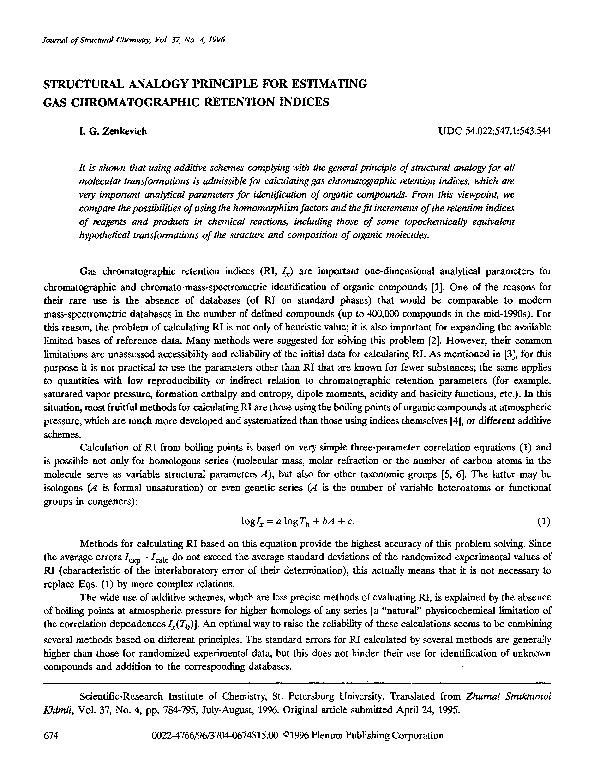 (PDF) Structural analogy principle for estimating gas chromatographic ...