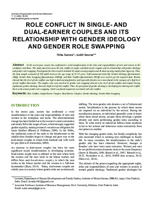 (PDF) Role Conflict in Single- and Dual-Earner Couples and its ...
