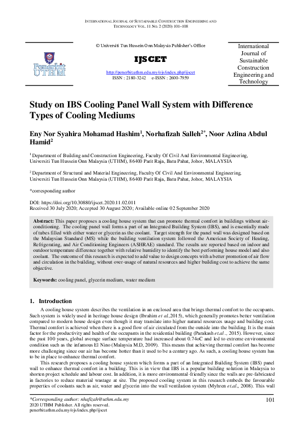 (PDF) Study on IBS Cooling Panel Wall System with Difference Types of ...