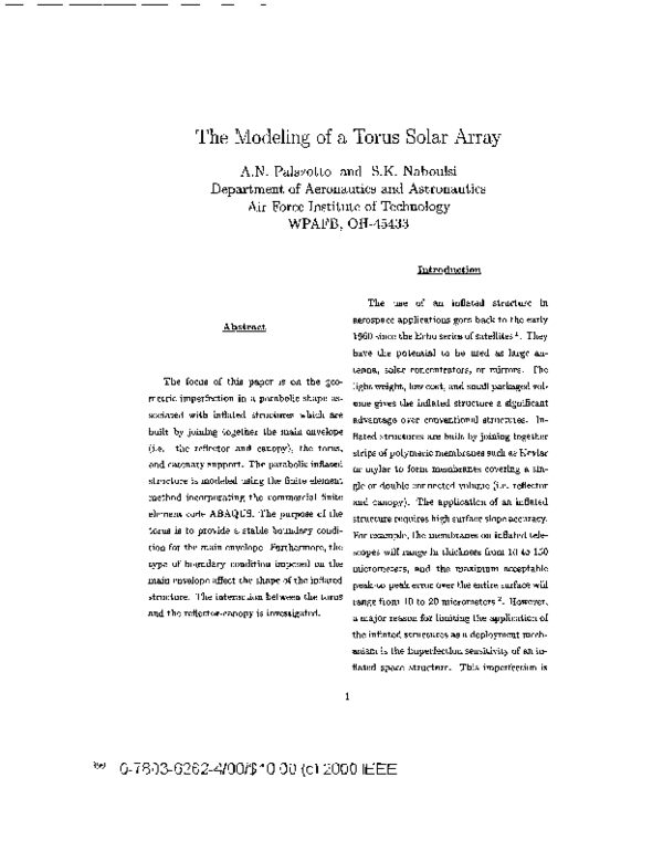 (PDF) The modeling of a torus solar array