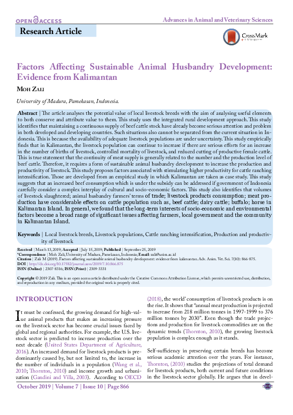 (PDF) Factors Affecting Sustainable Animal Husbandry Development ...