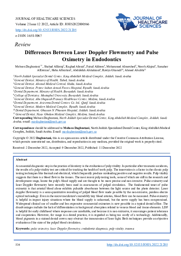 (PDF) Differences Between Laser Doppler Flowmetry and Pulse Oximetry in ...