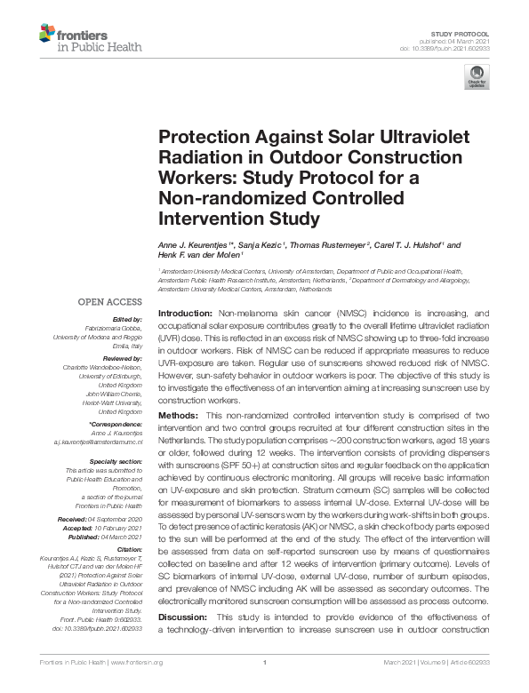 (PDF) Protection Against Solar Ultraviolet Radiation in Outdoor ...