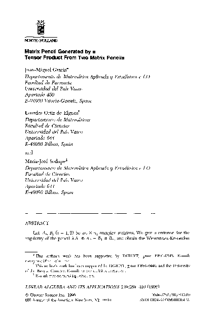 (PDF) Matrix pencil generated by a tensor product from two matrix ...