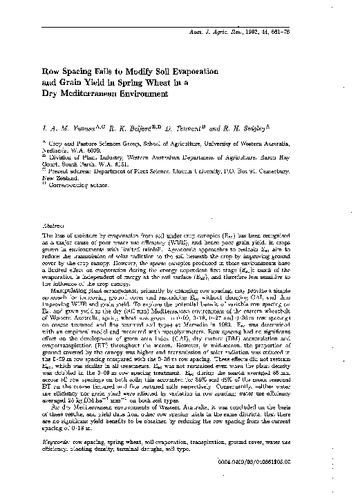 (PDF) Row spacing fails to modify soil evaporation and grain yield in ...