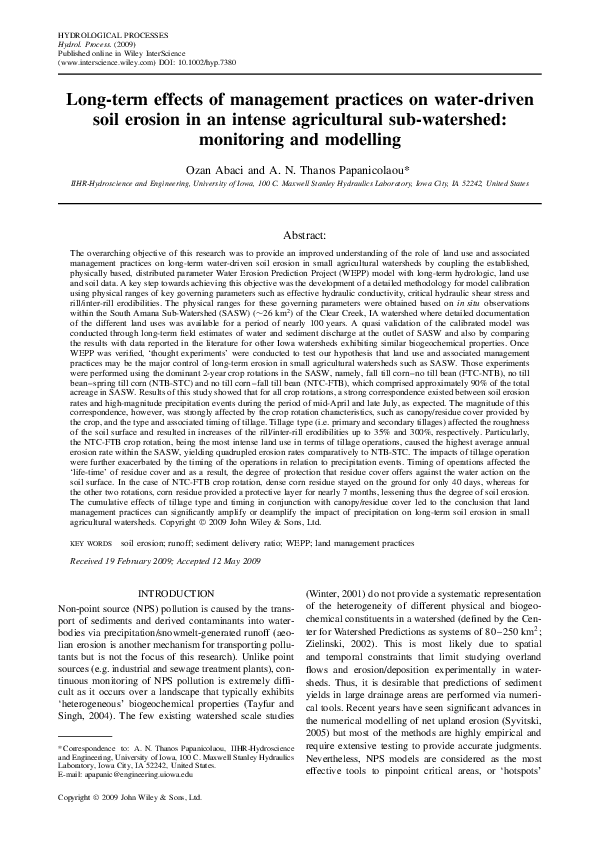 (PDF) Long-term effects of management practices on water-driven soil erosion in an intense ...