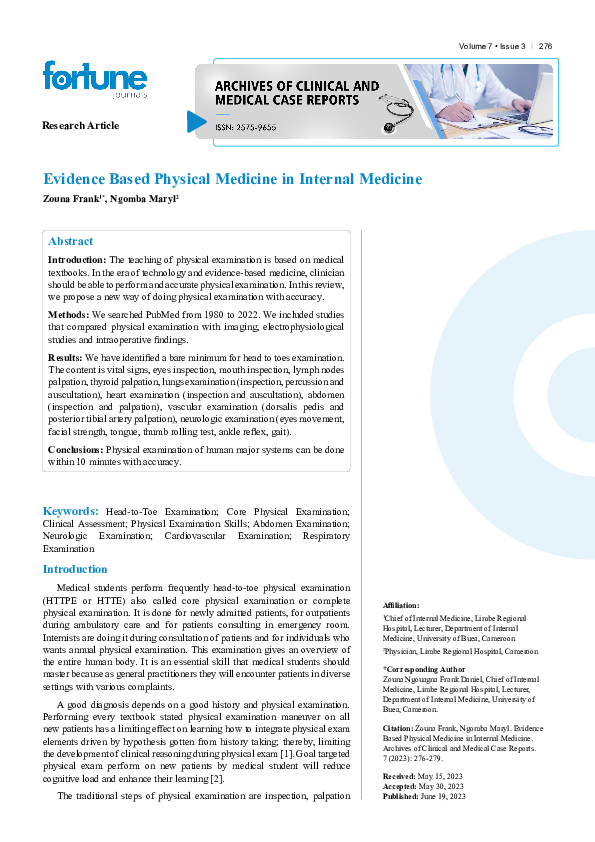 (PDF) Evidence based physical medicine in internal medicine