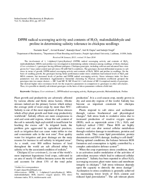 (PDF) DPPH radical scavenging activity and contents of H2O2 ...