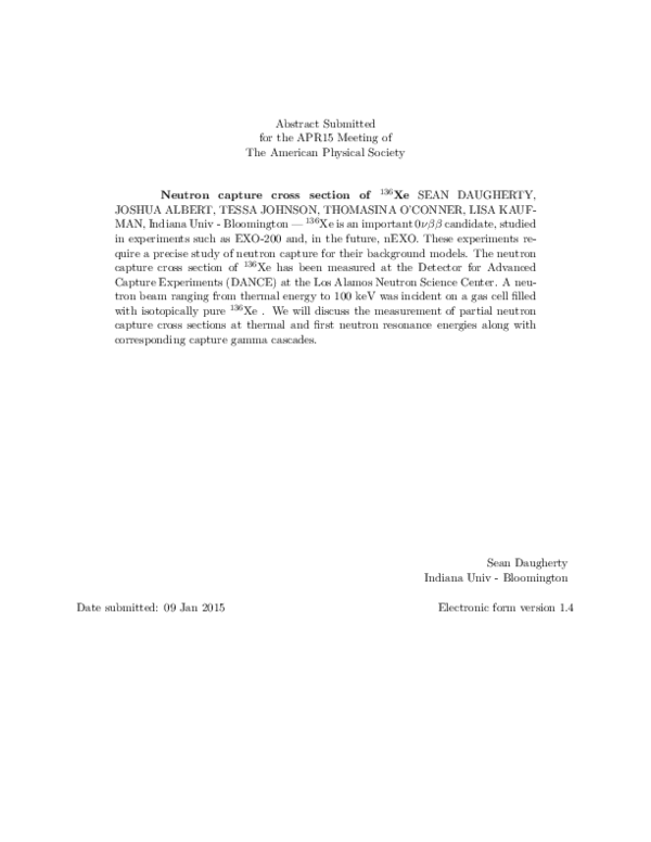 (PDF) Neutron capture cross section of 136 Xe | Joshua Albert ... (PDF) Neutron capture cross section of 136 Xe | Joshua Albert ...