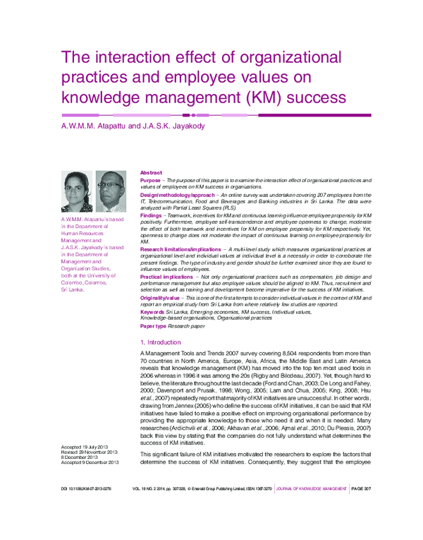 (PDF) The interaction effect of organizational practices and employee ...