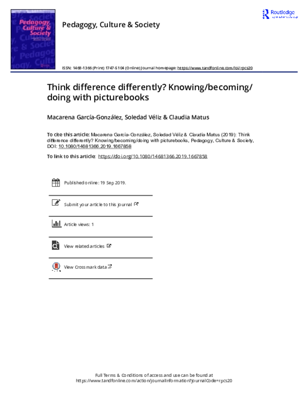 (PDF) Think difference differently? Knowing/becoming/doing with ...