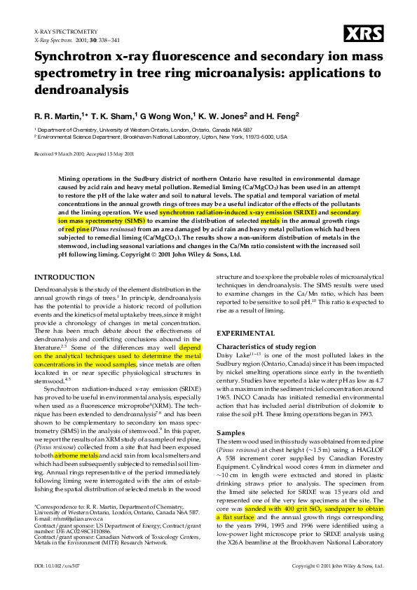 (PDF) Synchrotron x-ray fluorescence and secondary ion mass ...