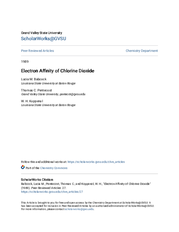 (PDF) Electron affinity of chlorine dioxide