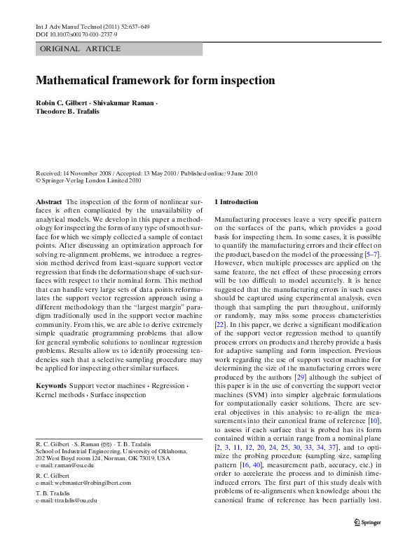 Pdf Mathematical Framework For Form Inspection
