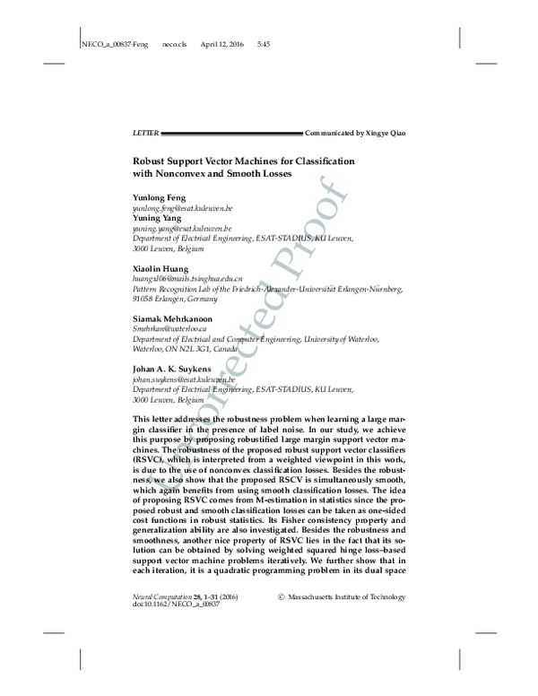 Pdf Robust Support Vector Machines For Classification And